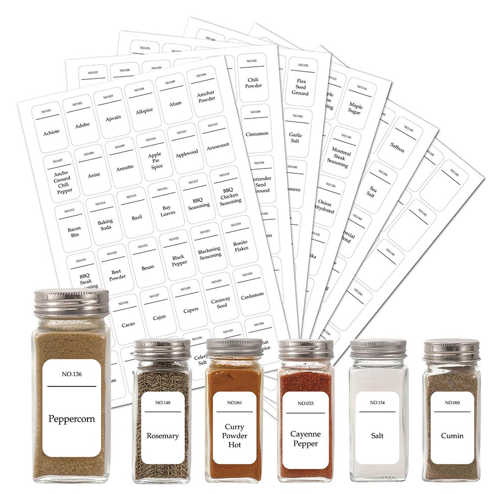 216Pcs Stickers For Spice Jars Label Words In Black And White Food ...