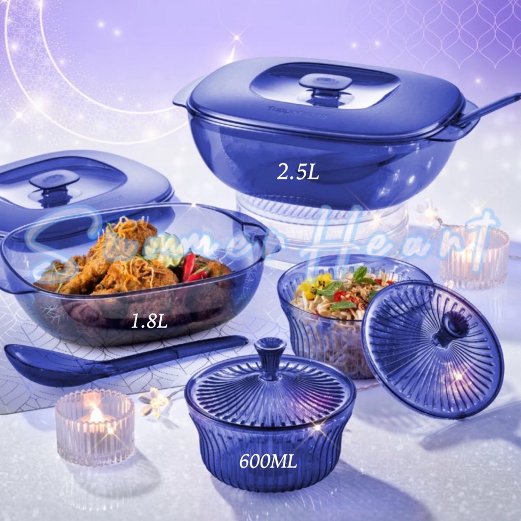 Tupperware Royale Blue Crystalline Serveware Set with Box/PWP ...
