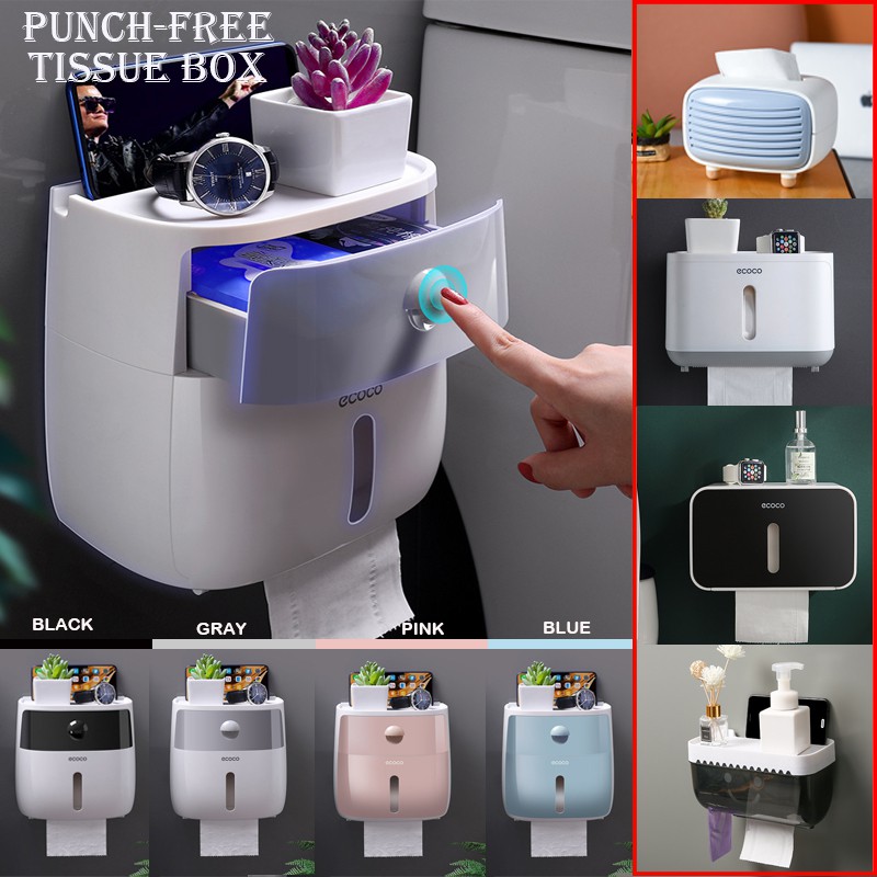 ecoco Wall-Mounted Bath room Storage Toilet Paper holder Tissue Dispenser Tissue Box for ...
