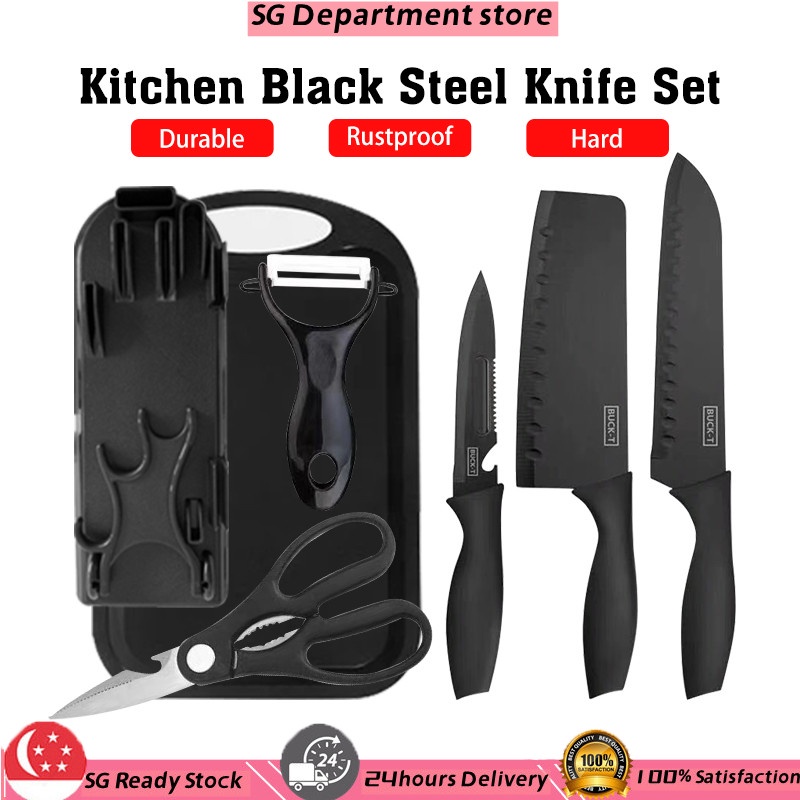 Kitchen Knives Kitchen Black Steel Knife Set 7 in 1 knife set Utensil ...