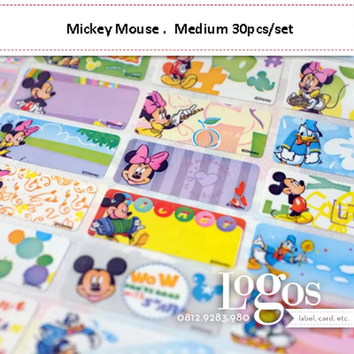 Mickey Sticker MEDIUM Name Label. Miki & Minnie Mouse Character ...