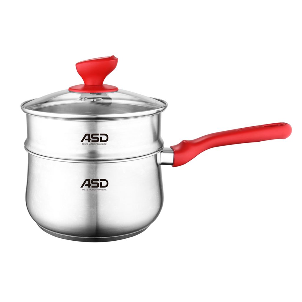 [GWP] Asd Gusto Red 18cm I.h. Stainless Steel Saucepan + Steamer ...