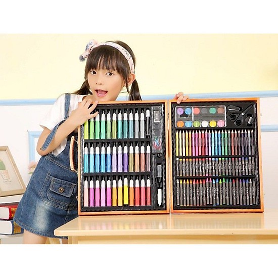 150-piece Painting Color Box - Including wax, felt, watercolor, crayons ...