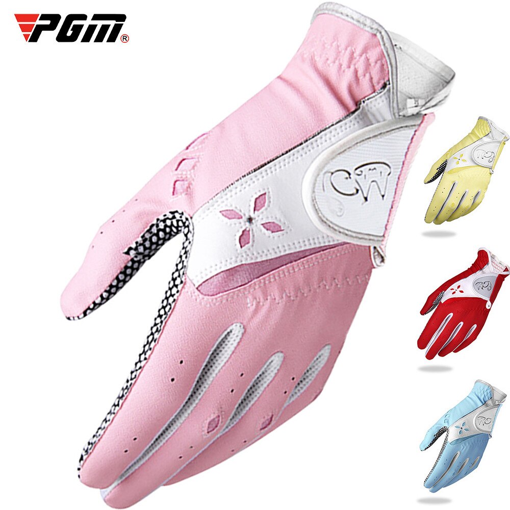 2pcs PGM Women Golf Gloves Soft Breathable PU Leather Golf Non-Slip Particle Outdoor Sports Golf ...