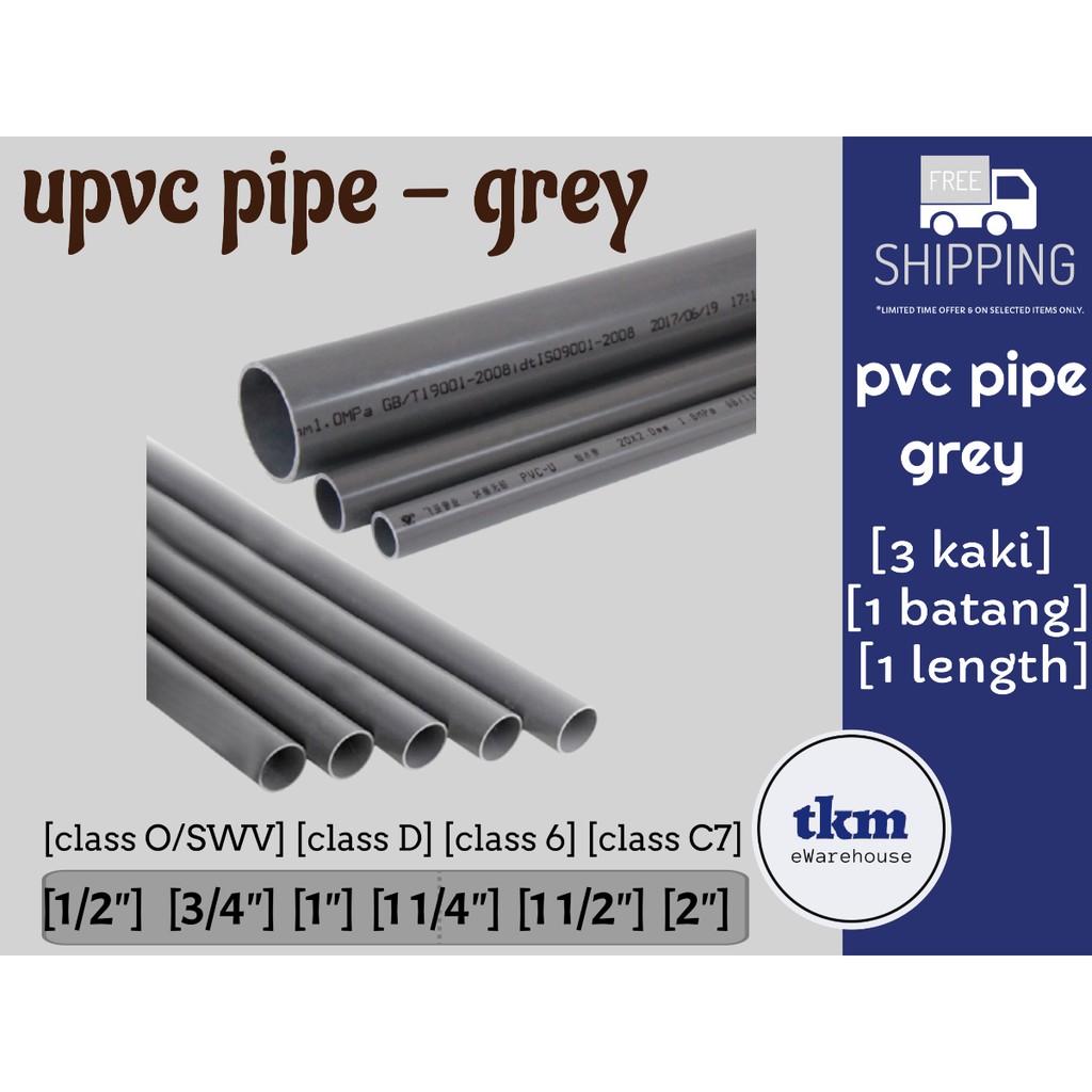 PVC Pipe Grey PVC Water Pipe Class O-SWV, Class D, Class 6, Class 7 ...