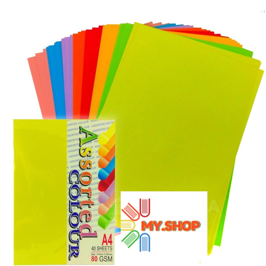 Standard A4 Colour Papers 80gsm (40 Sheets) (FTC8040) | Shopee Singapore