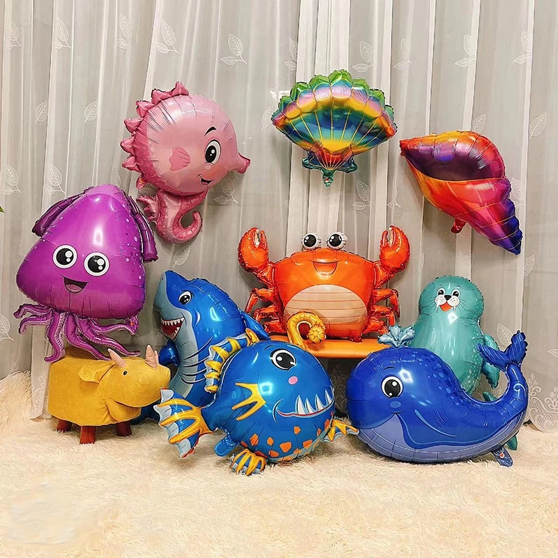 5pcs/9pcs New Mini Ocean Balloon Combination Cartoon Shark Lantern Fish ...