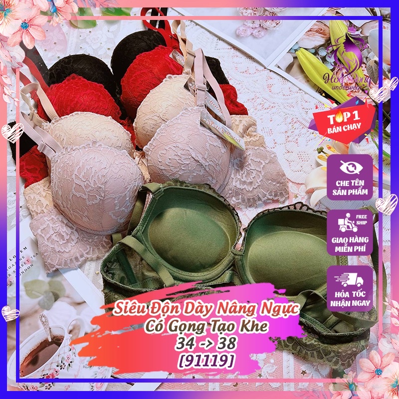 [91119] 6cm thick padded super lift Thai lace bra for small breasts ...