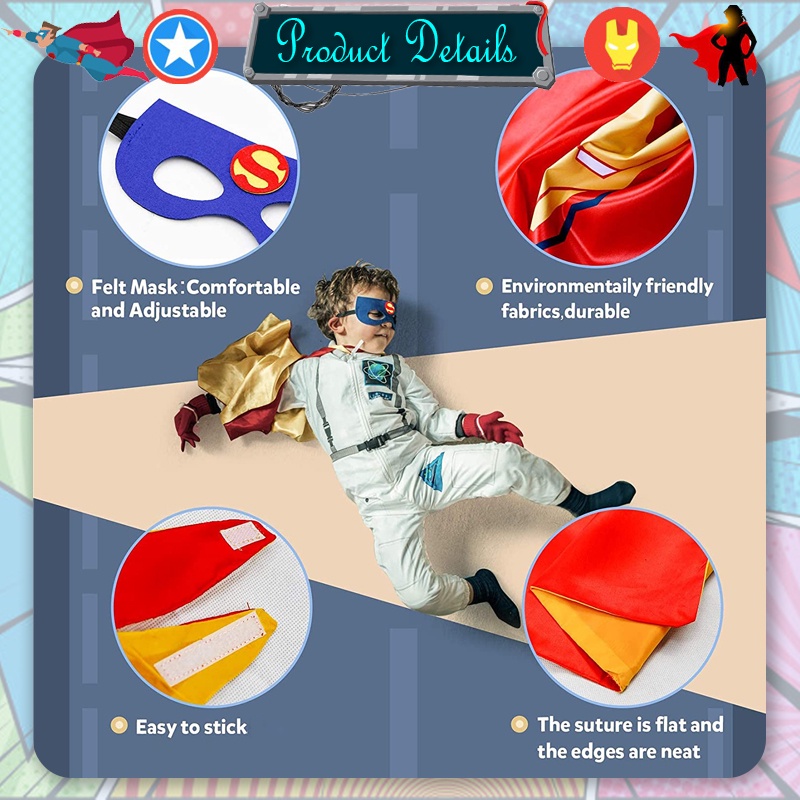 [Choo Choo Toy] 万圣节儿童英雄披风 Kids Halloween Costume Cape Mask Birthday ...