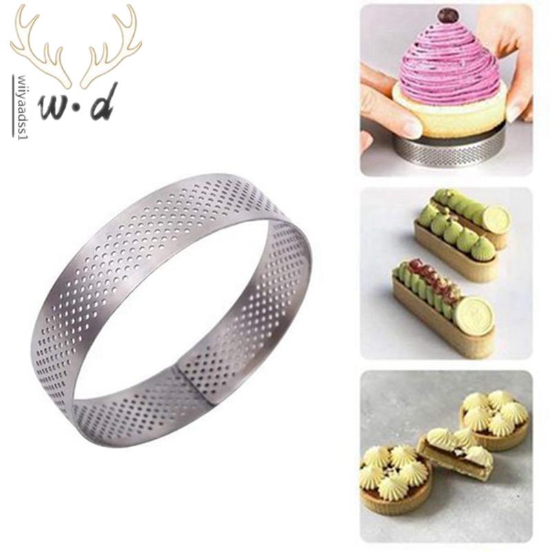 10 Pack Stainless Steel Tart Ring, Heat-Resistant Perforated Cake ...