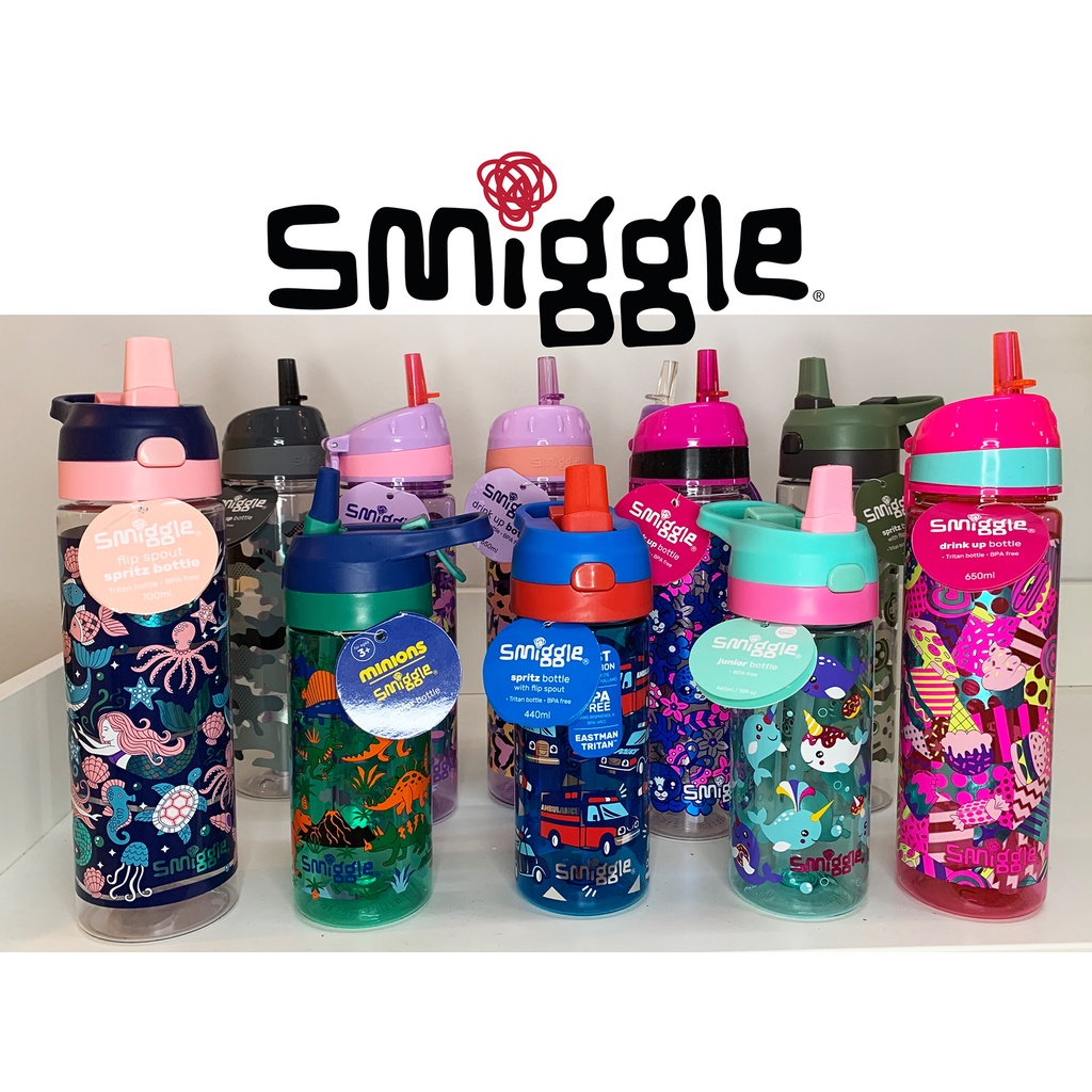Smiggle Water Bottle Kids With Straw Botol Air Budak BPA Free Botol Air Straw | Shopee Singapore
