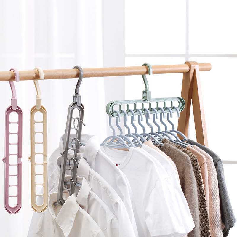Flexible 9 Hole Magic Clothes Hanger Organiser / Space Saving Hanger ...