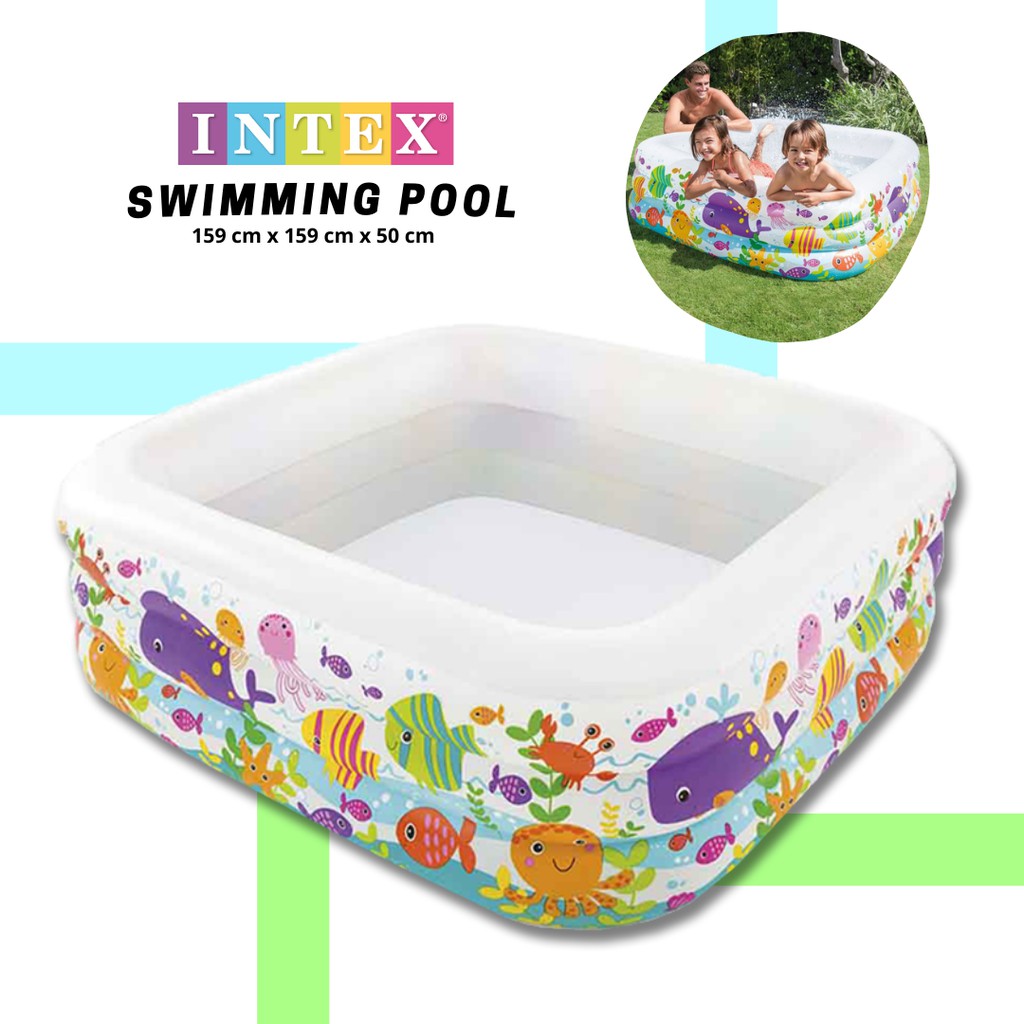 Intex Inflatable 3 Rings Swimming Pool For Kids and Family 159(L) x 159 ...