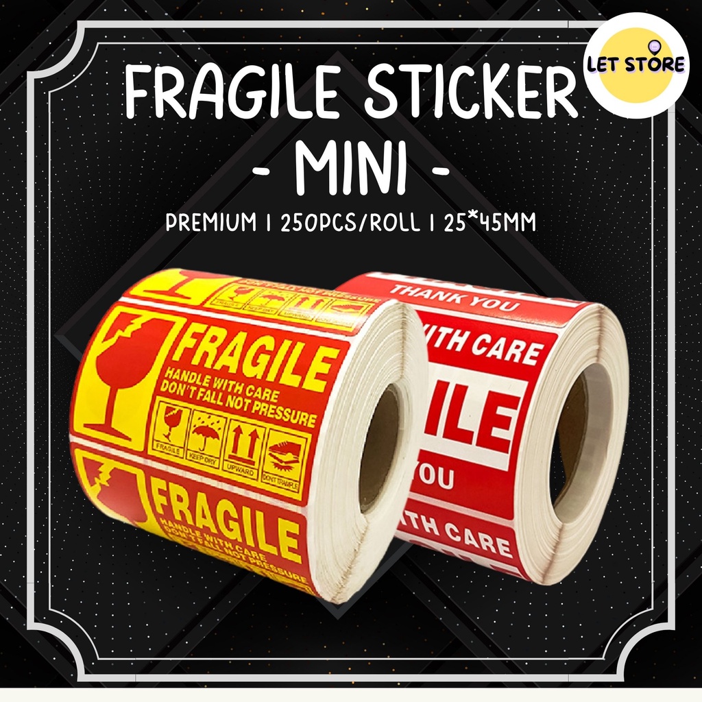 [250pcs/roll] Mini Fragile Sticker Label Rectangle Sticker Paper Seal ...