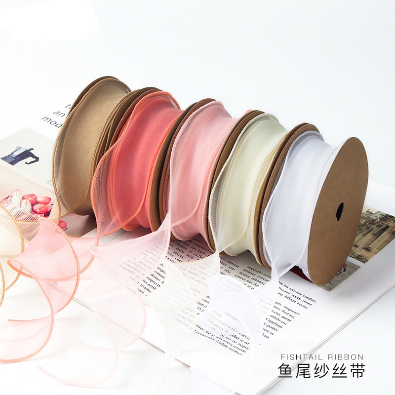 Ins Lace Ribbon Fish Tail 4cm Wide, Organza Ribbon for Gift Wrapping ...
