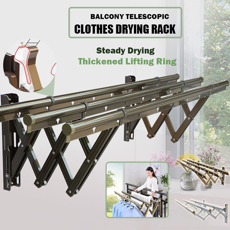 Balcony Retractable Laundry Rack Aluminum Alloy Clothes Drying Rack ...