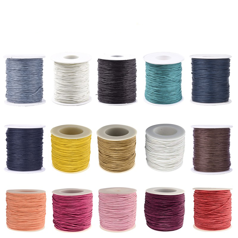 1mm 91m/roll Waxed Cotton Thread Cords for Jewellery DIY Making Knotds ...