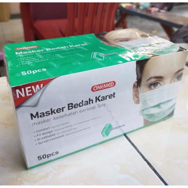Onemed 3ply surgical Rubber Mask/onemed Mask 1box 50pcs | Shopee Singapore