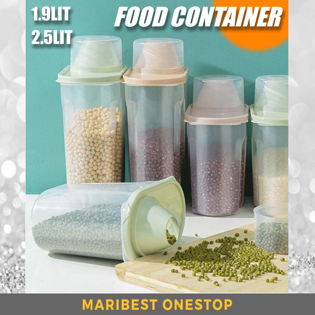 Food Container Rice Dispenser Grain Storage Box Plastic Measuring Cup ...