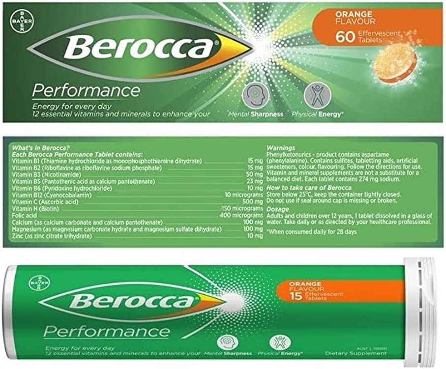 Berocca Performance Energy Orange 60 Effervescent Tablets (Expiry ...