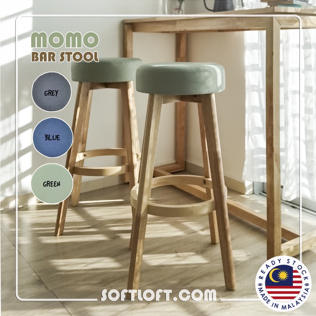 100% Solid Wood Momo Island Stool Wooden Dinning Bar Counter Cafe ...