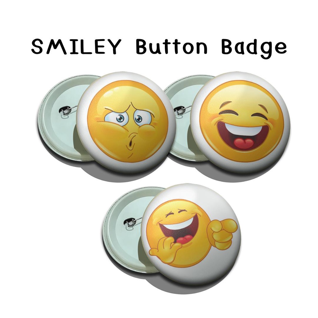 Smiley Face Senyum Button Badge 58mm | Shopee Singapore