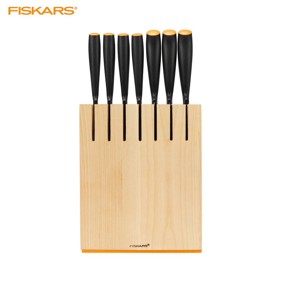 Fiskars Functional Form Knife Block Wood with 7 Knives | Shopee Singapore