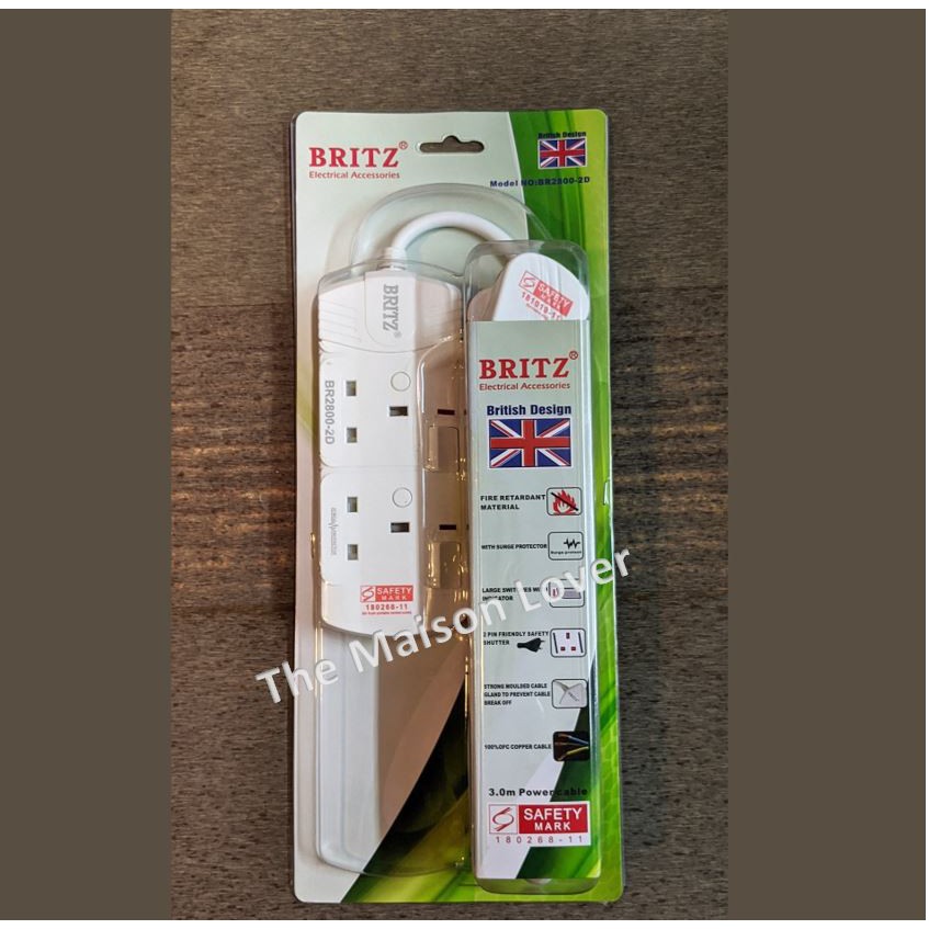 Britz Extension Socket Multi Plug Safety Surge Protector 3 Meter 3m ...
