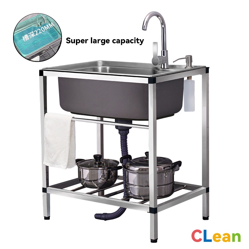 Kitchen Sink Handmade 304 Stainless Steel Dish Washing Basin Sink ...