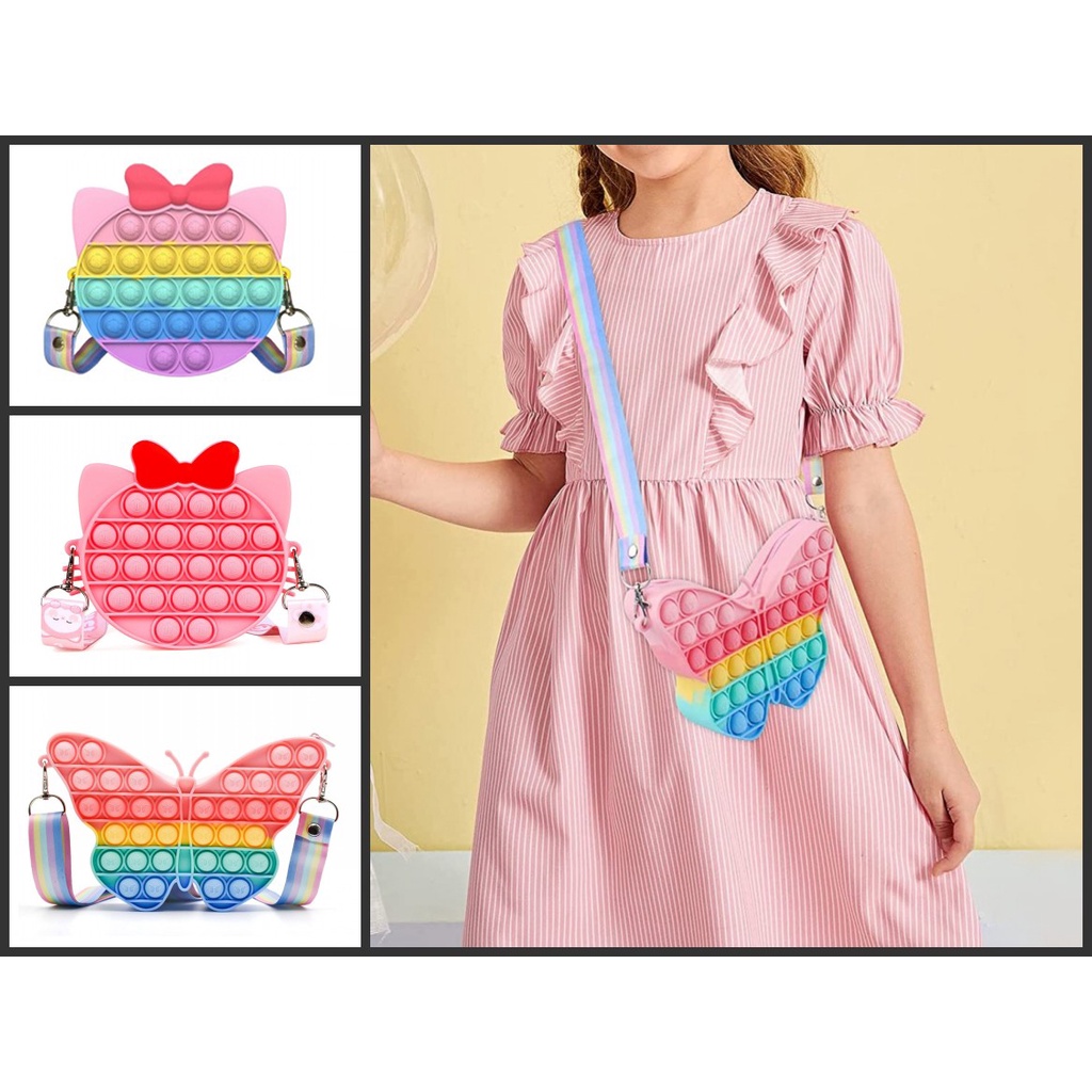 Pop it Shoulder Bag,Sensory Fidget Toys,Push Bubble Pop Fidget Cosmetic ...