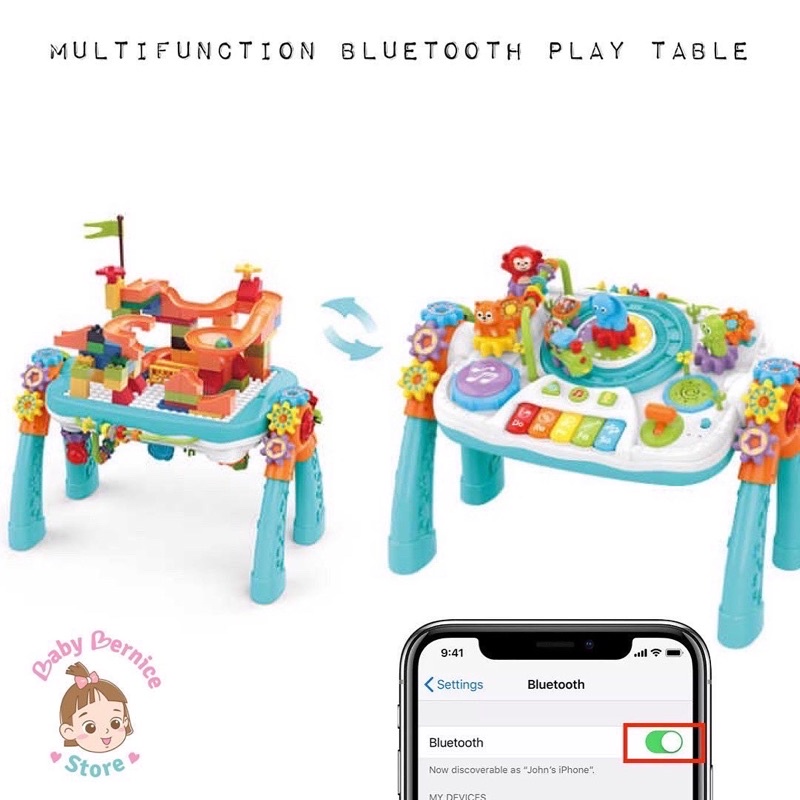Rechargeable Bluetooth Learning Activity Table and Lego Table 2-in-1 ...