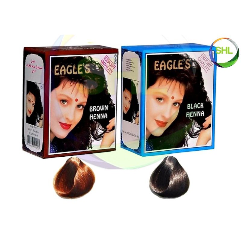 Eagle's Black/Brown Henna Hair Dye 6 Pouches x 10gms Inai Pewarna ...