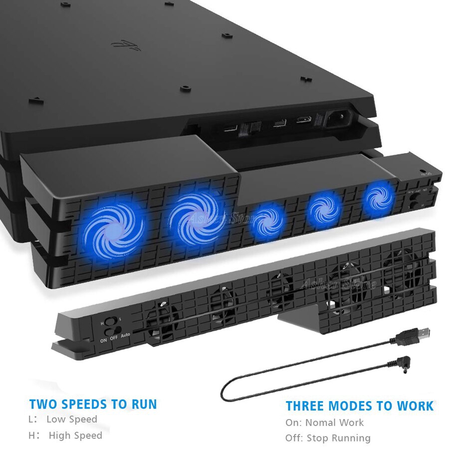 For PS4 Pro Temperature Cooler Cooling Fan with 5 Super Turbo Fans for ...