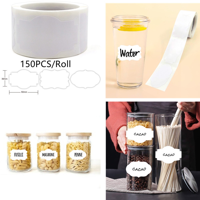 New 150pcs DIY White PVC Paper Labels Sticker Removable Waterproof ...