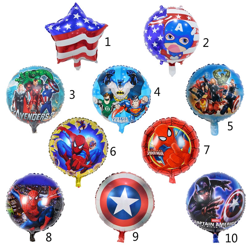18inch Super Hero Balloons Avengers Spiderman Captain America Bat Foil ...