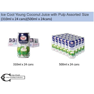 Ice Cool Young Coconut Juice with Pulp Assorted Size (310ml x 24 cans)(500ml x 24cans) | Shopee ...