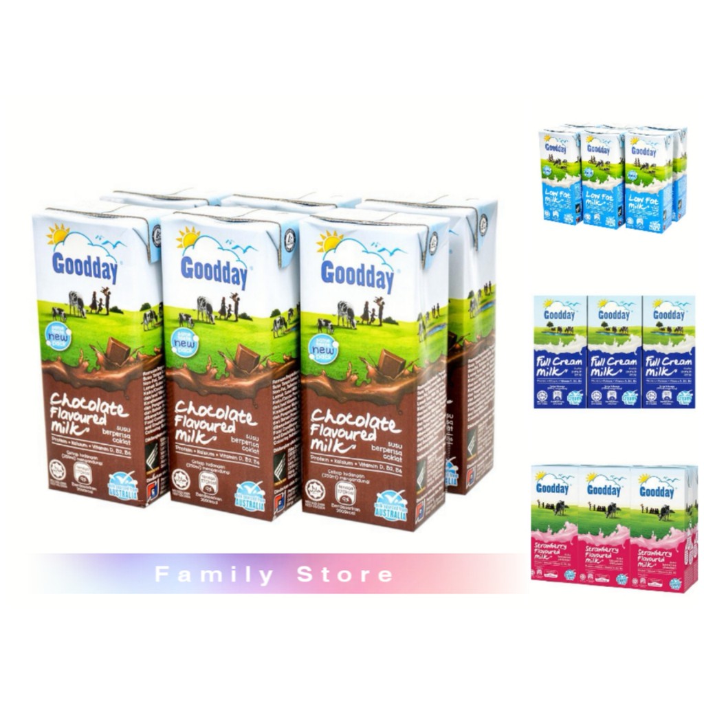 GOODDAY MILK 6 packs x 200ml( Low Fat / Full Cream / Chocolate ...