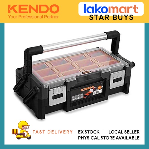 KENDO 18 Compartment Plastic Organiser Tool Box Cantilever ToolBox ...