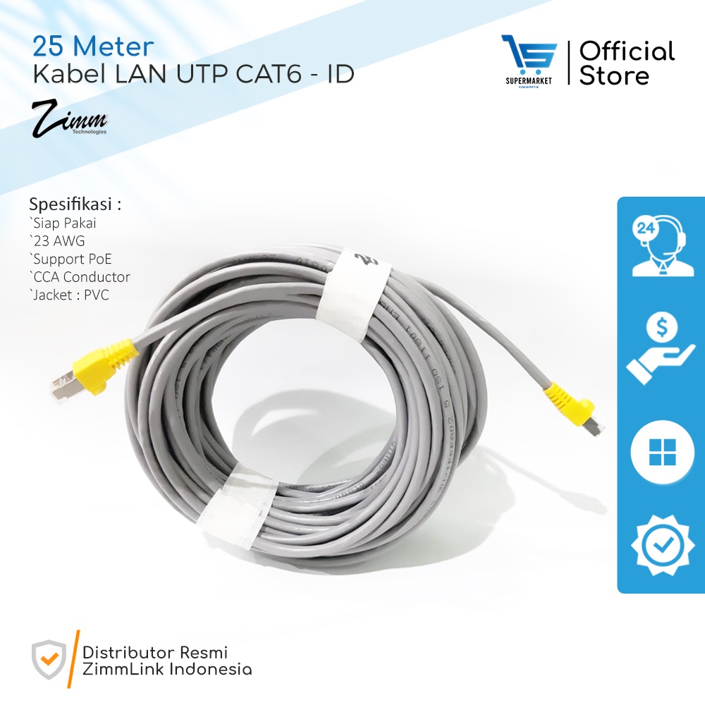 Rj45 Cat 6 UTP Indoor Lan Cable 25 Meters Ready to Use UTP Cat6 Length 25M | Shopee Singapore
