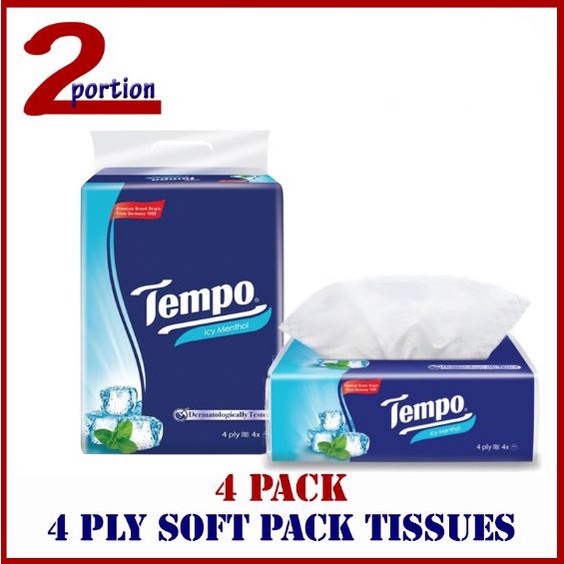 Tempo Icy Menthol Soft Pack Facial Tissue 4Ply (4x90s) | Shopee Singapore
