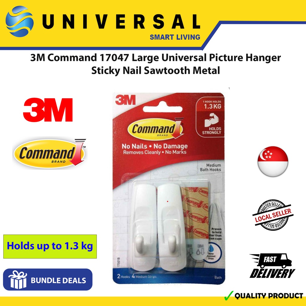 [SG SHOP SELLER] 3M Command 17001B Medium Bath Hooks - Utility - White ...