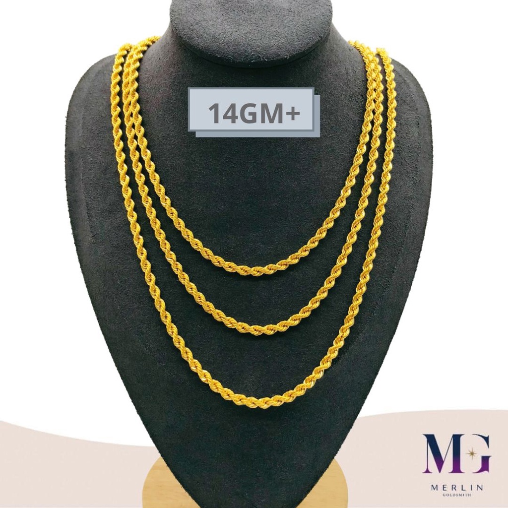 Merlin Goldsmith 22K 916 Gold Hollow Rope Chain (HRC-14GM+) | Shopee ...
