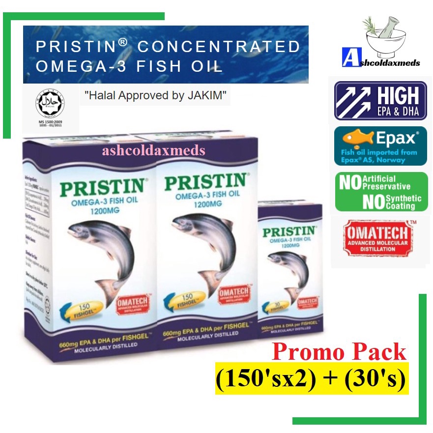 PRISTIN OMEGA-3 FISH OIL 1200MG 150sx2+30'S /150s / 150sx2 EXP04/2025 ...