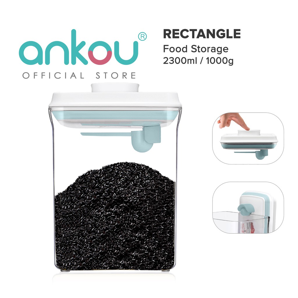ANKOU AirTight Food Container - Rectangle Clear (2300ml) | Shopee Singapore