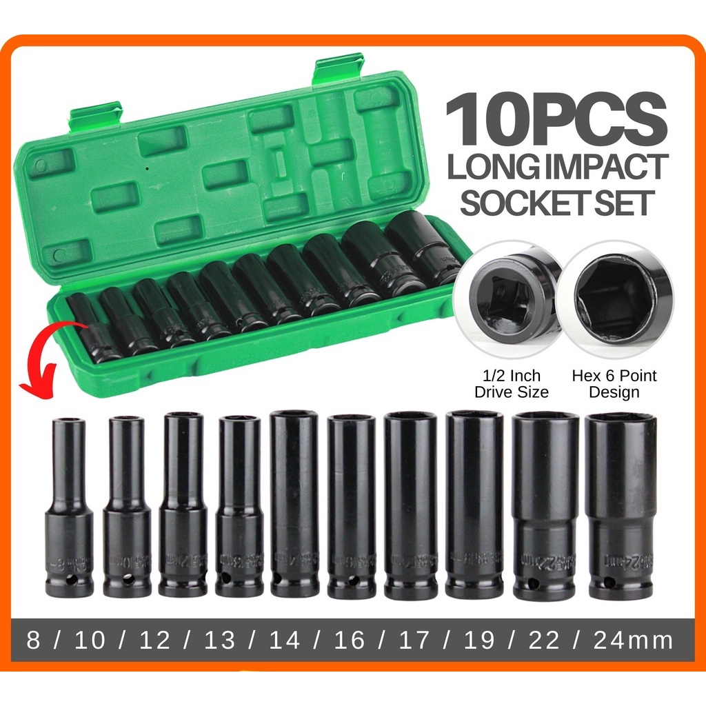 Deep Impact Socket Set 1/2 Inch 10pcs Set Socket Impact Wrench Socket ...