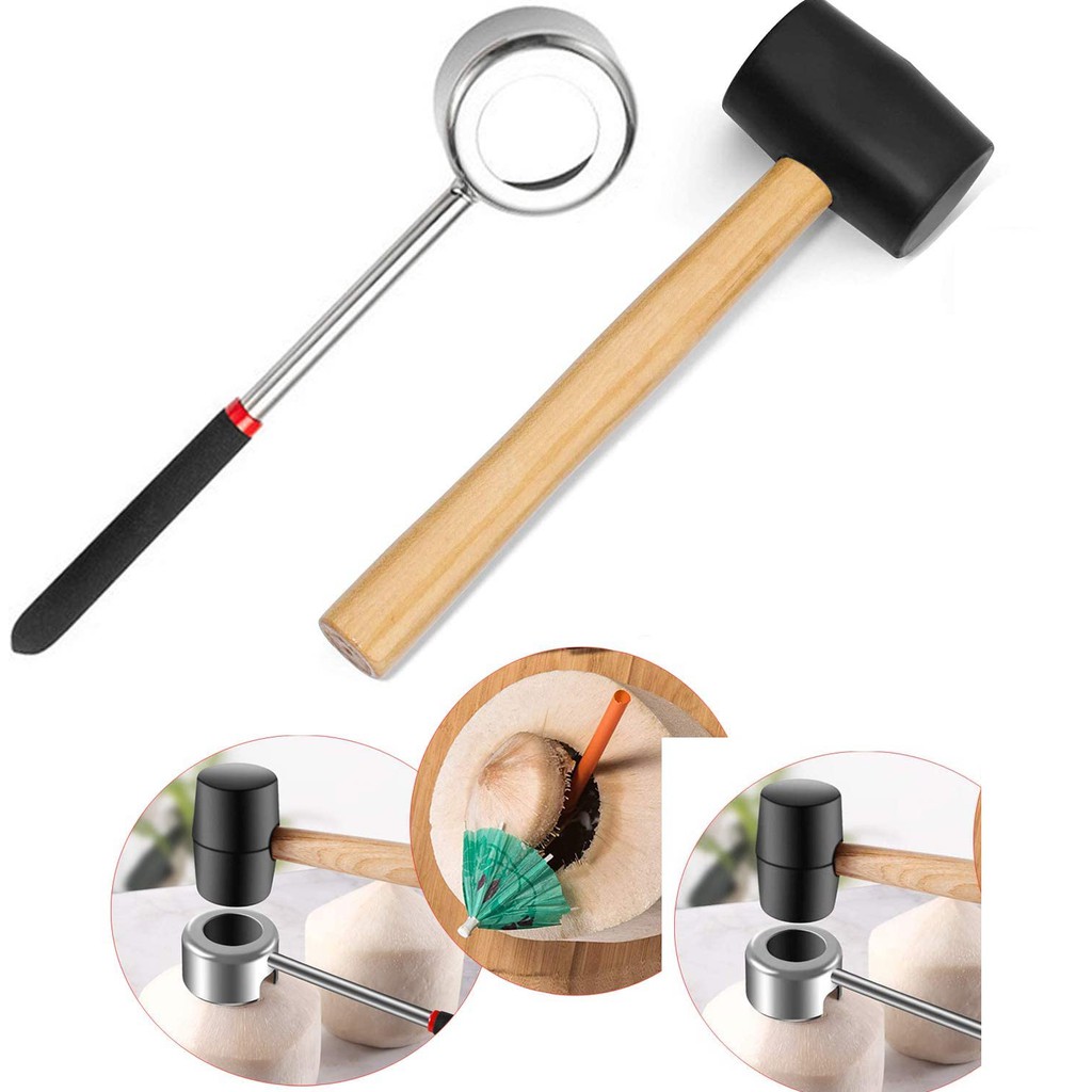 [SG] Coconut Opener Stainless Steel Set of 2,Young & Mature Coconuts ...