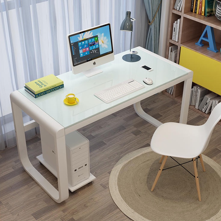 【Free Shipping】Tempered Glass Computer table modern gaming table ...