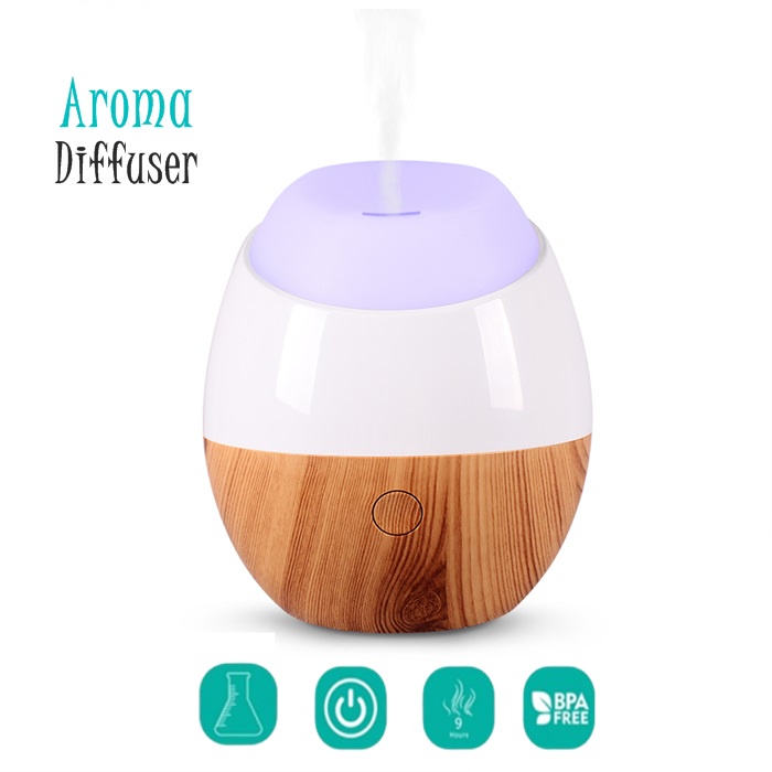 USB Aroma Diffuser Ultrasonic Oval Wood Grain (120ml) | Shopee Singapore
