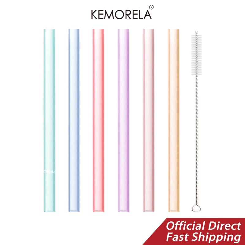 KEMORELA 6 PCS Transparent Silicone Straws Reusable Food Grade Bendable ...