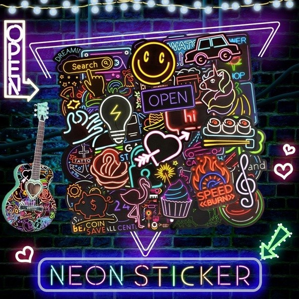100/50/25/10PCS Neon Light Waterproof Stickers Decals for Party ...